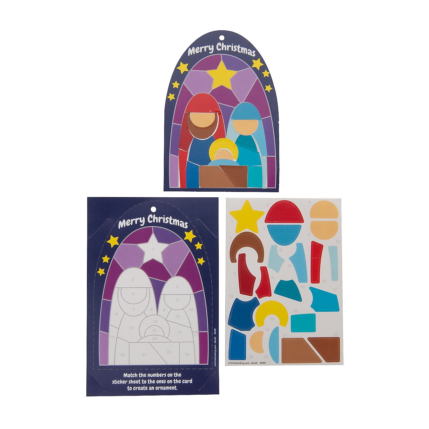 Fun Express Nativity Sticker by Number Christmas Ornament Handouts - 12 ...