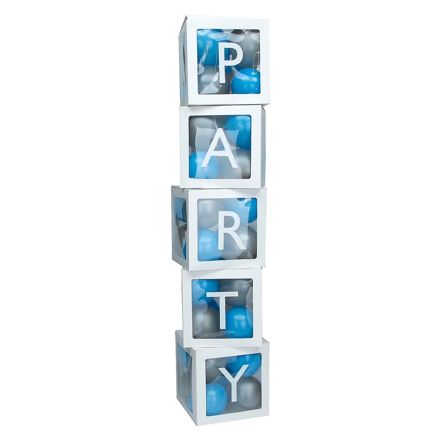 Fun Express Party Balloon Box Kit Blue & Silver - 101 Pc - Walmart.com