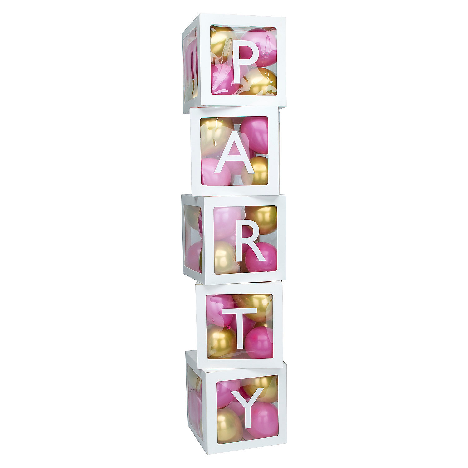 Fun Express Party Balloon Box Kit Pink & Gold - 101 Pc - Walmart.com