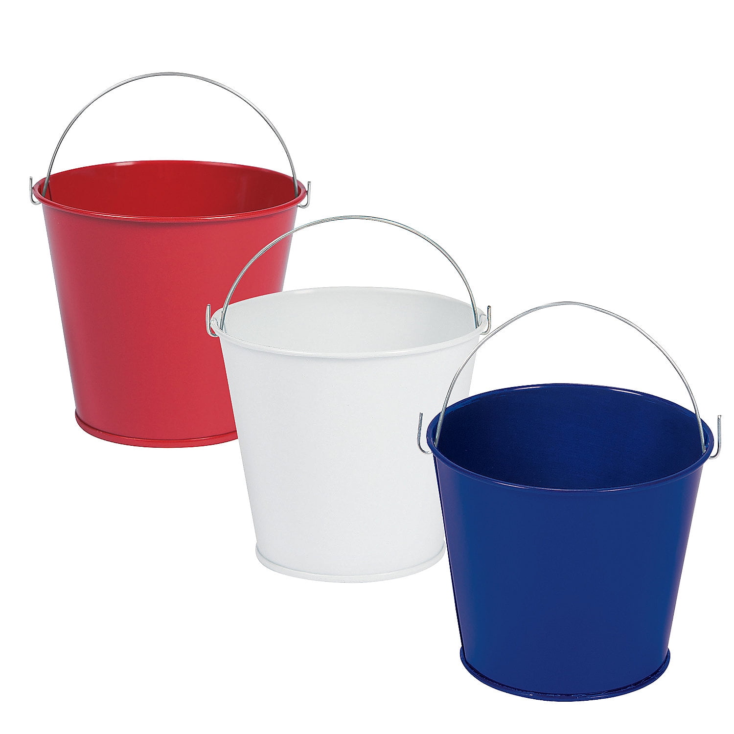 Fun Express Patriotic Mini Metal Pails Kit Red, White & Blue - 36 ...