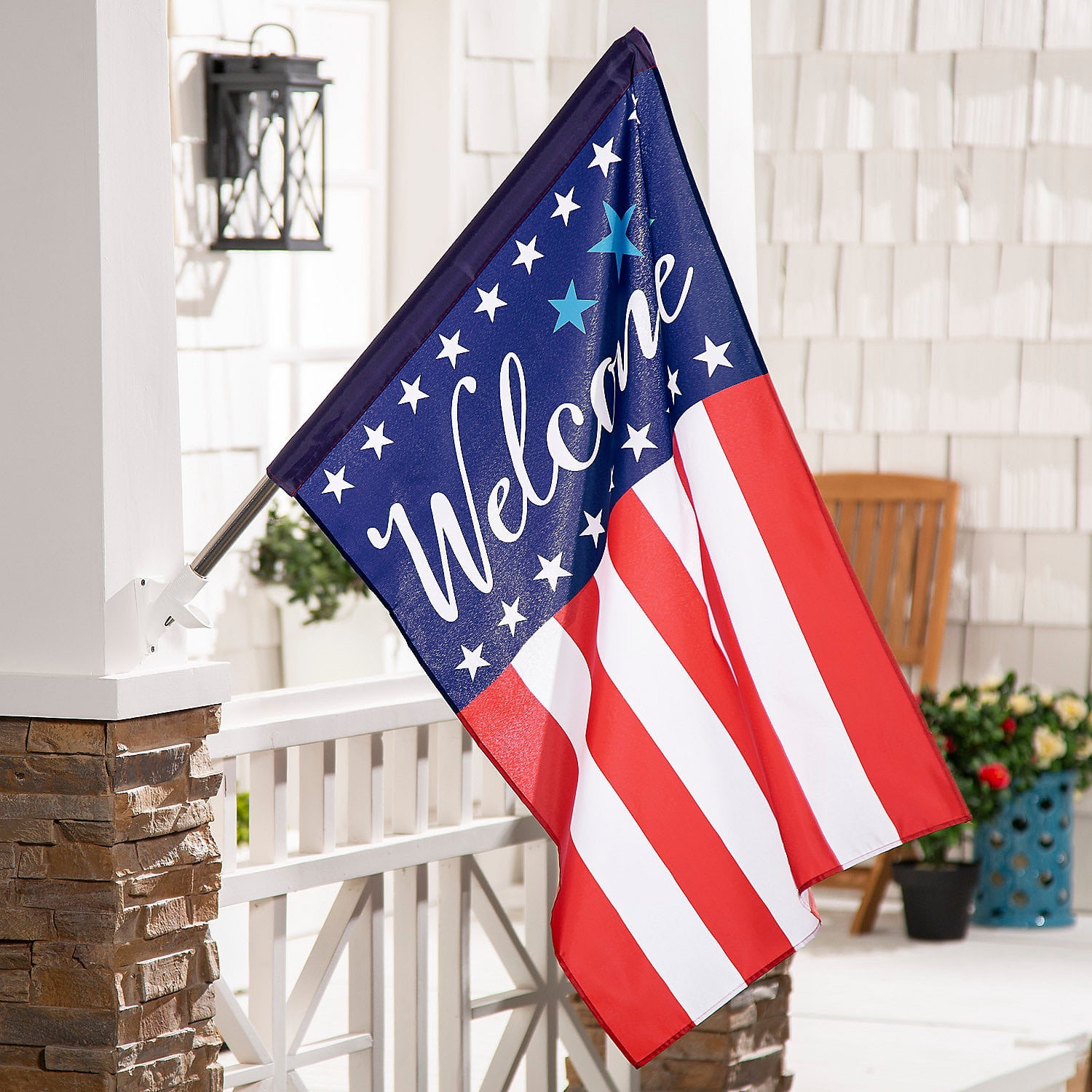 Fun Express Patriotic Welcome Porch Flag - Walmart.com