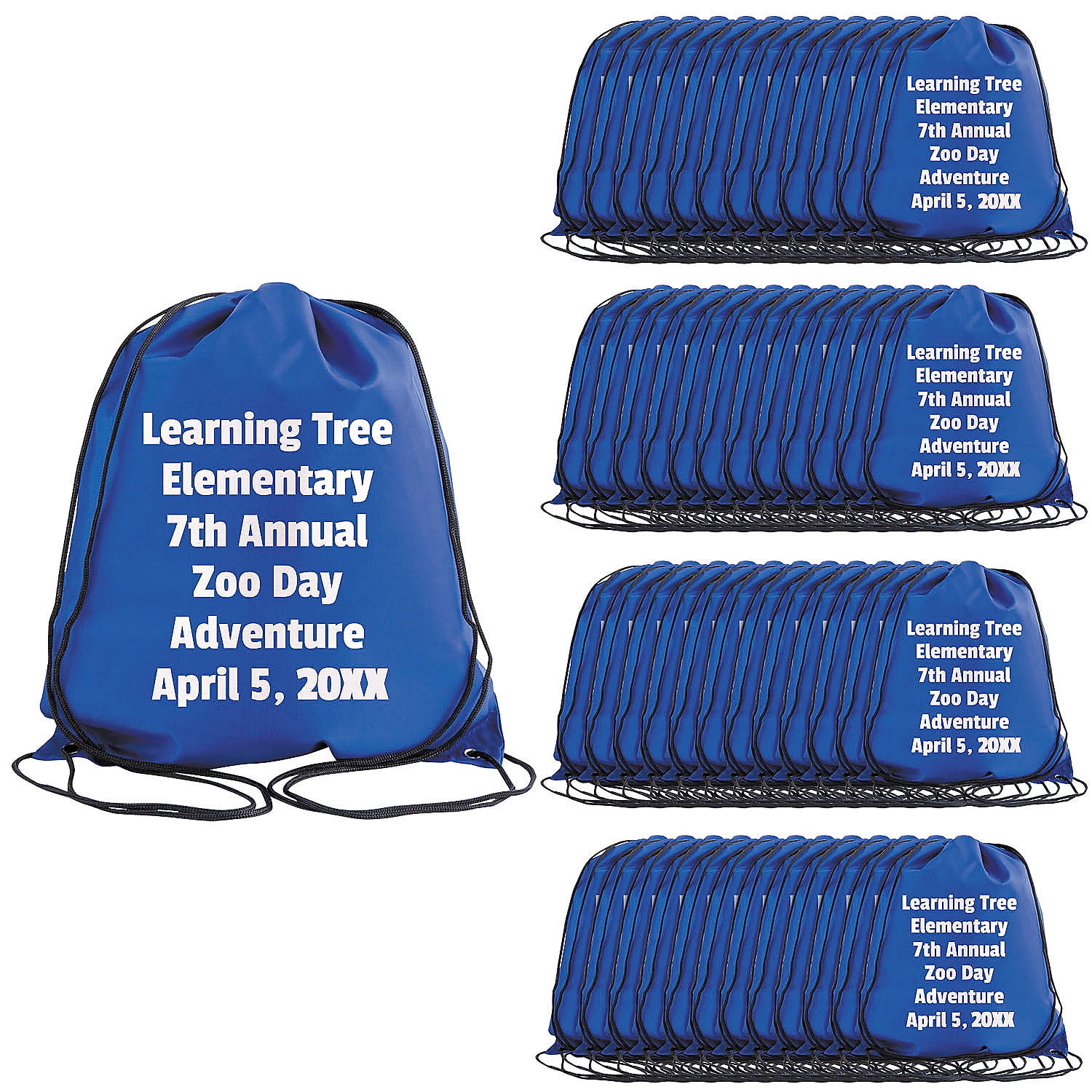 Fun Express Personalized Canvas Drawstring Bags Blue Large, 14 1/2" x ...
