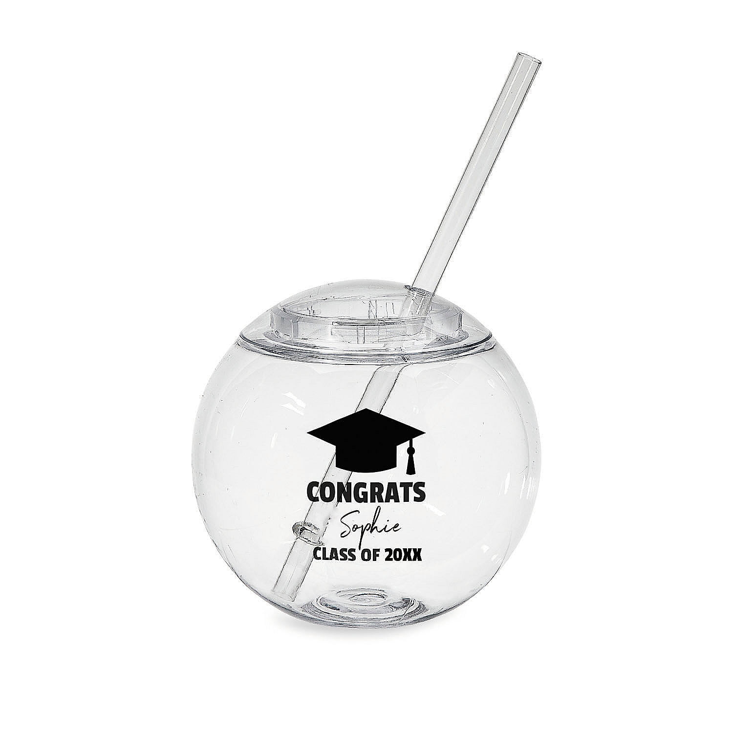 Fun Express Personalized Clear Round Graduation Party Reusable Plastic ...
