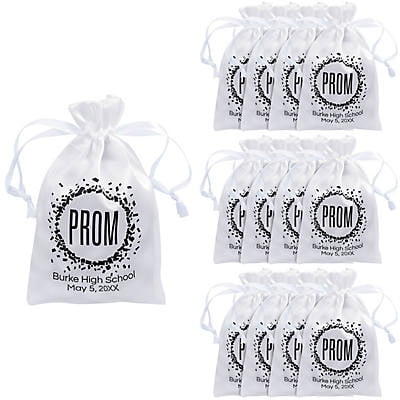 Fun Express Personalized Mini Prom Drawstring Favor Bags - 24 Pieces ...