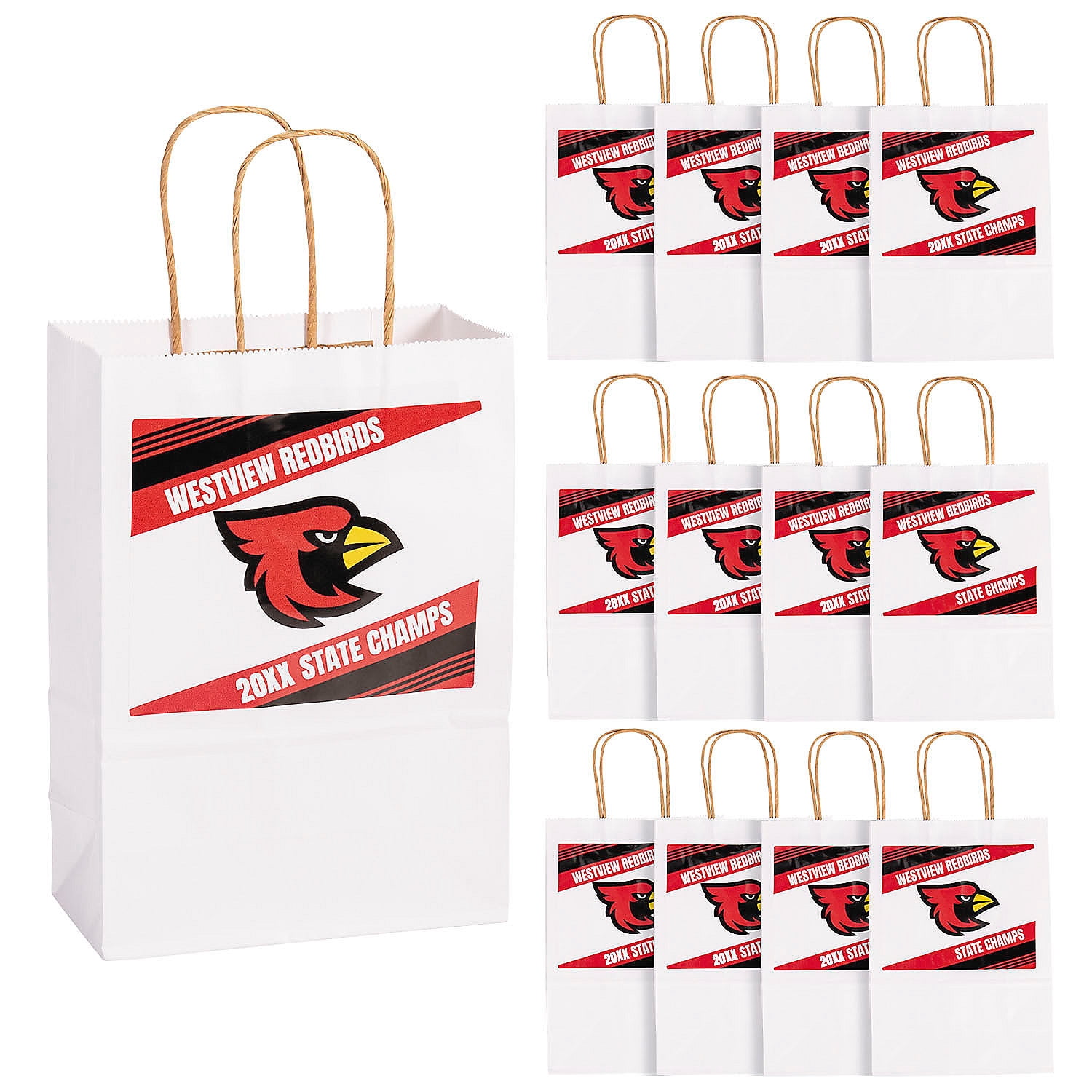 Fun Express Personalized Team Spirit Kraft Paper Gift Bags Medium - 6 1 ...