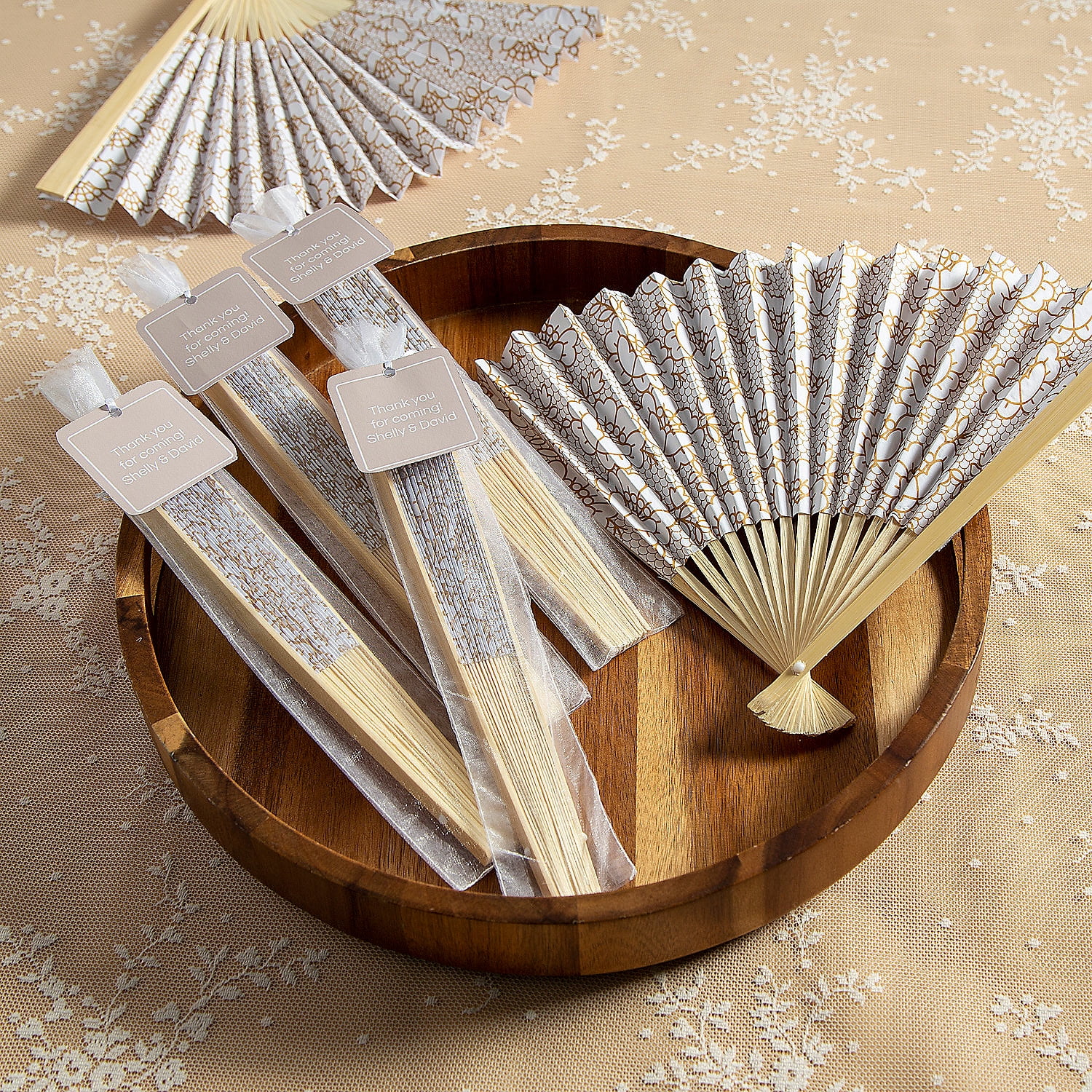 Fun Express Personalized Vintage Lace Design Folding Hand Fan Favor Kit ...