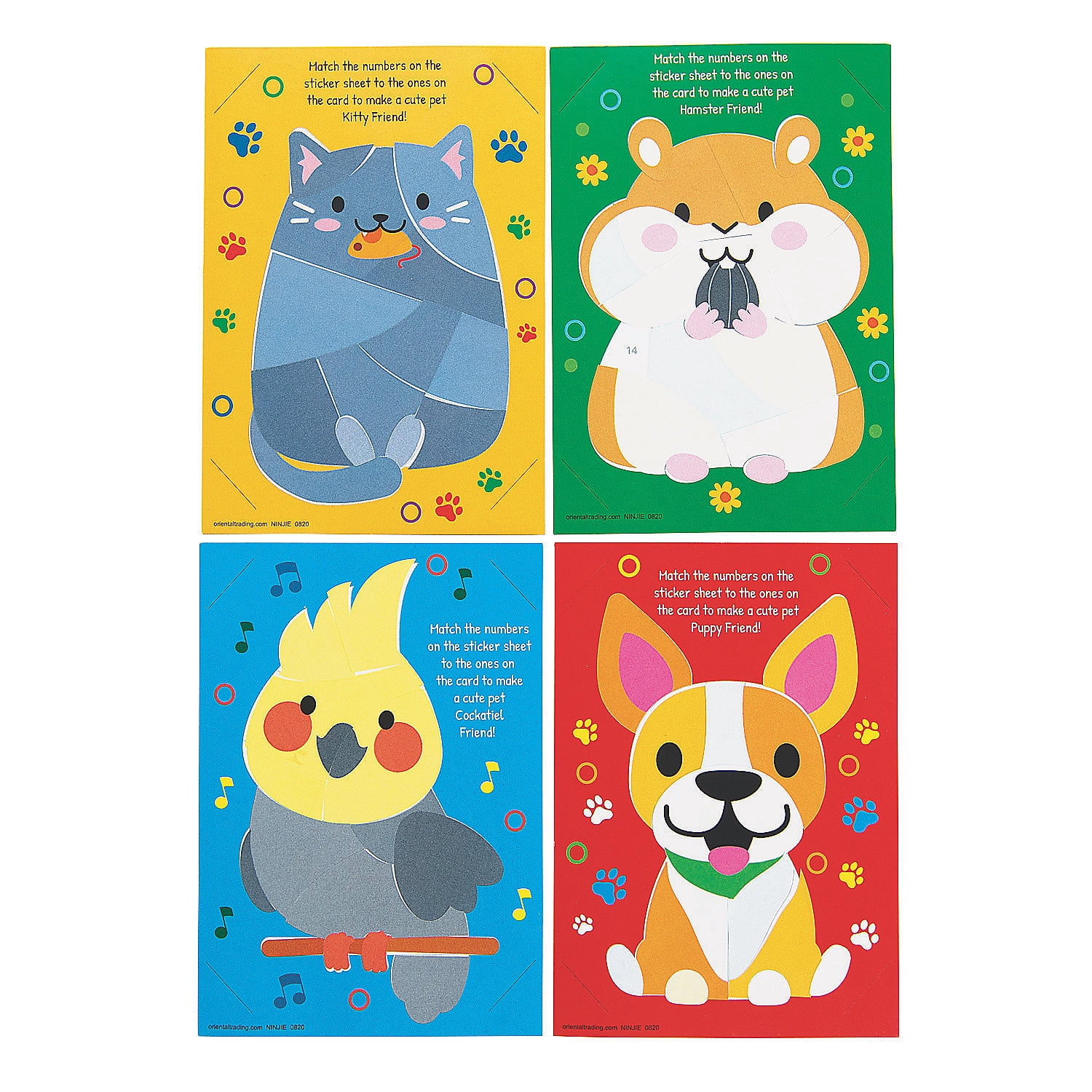 Fun Express Pets Sticker by Number Cards - 24 Pc - Walmart.com