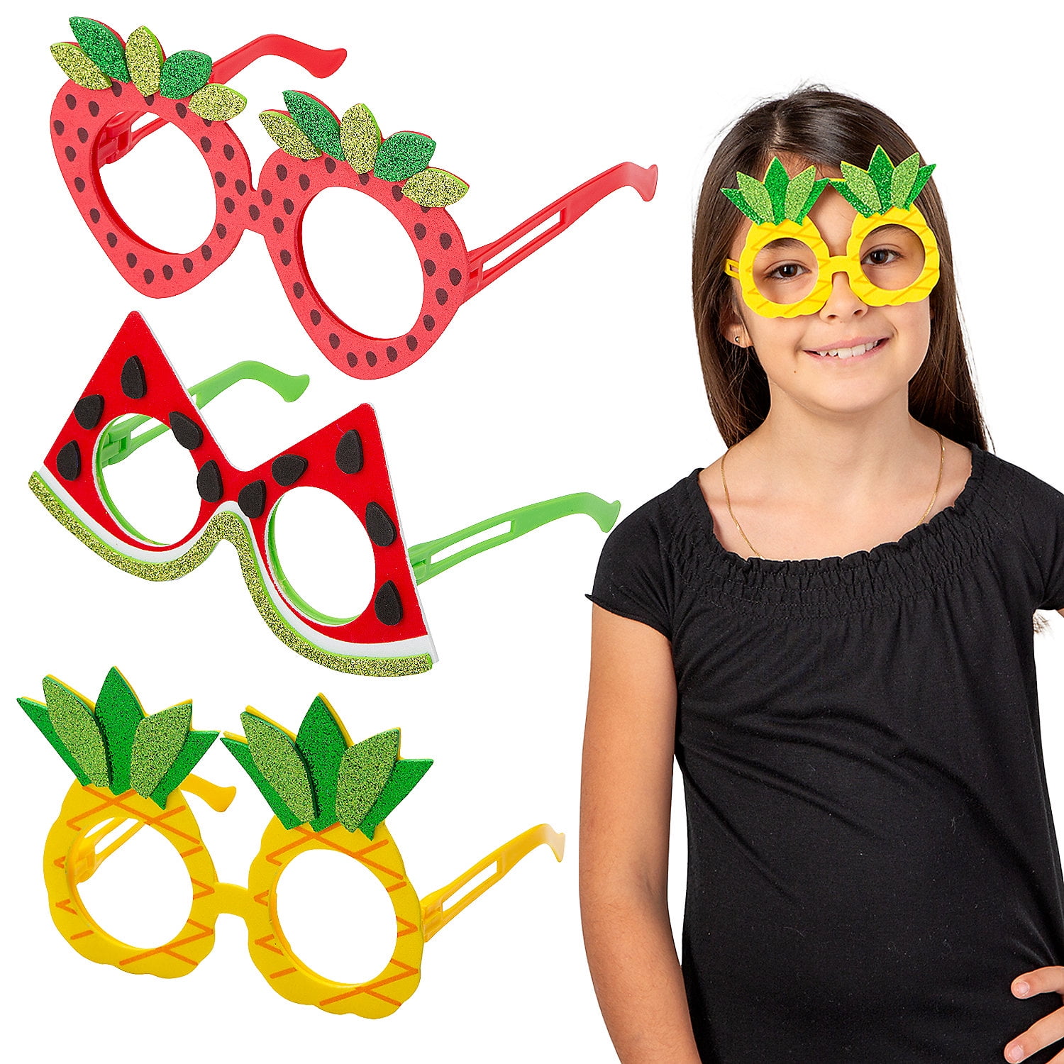 Fun Express Pineapple, Strawberry & Watermelon Fruit Glasses Foam Craft ...