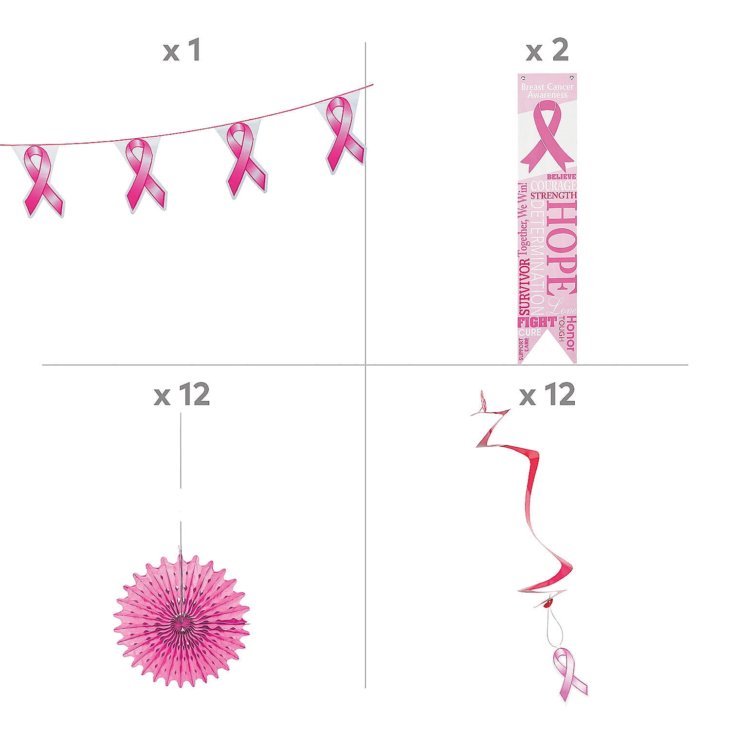Fun Express Pink Ribbon Event Decorating Kit - 27 Pc - Walmart.com