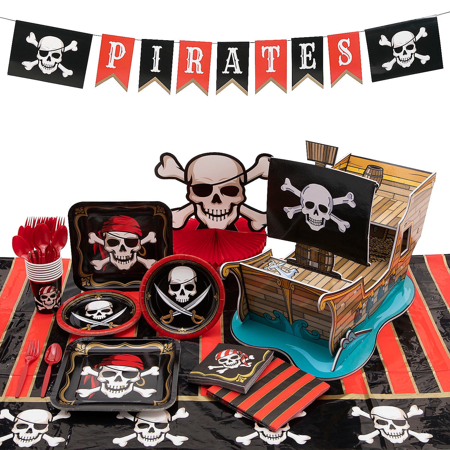 Fun Express Pirate Party Deluxe Tableware Kit for 24 Guests - Walmart.com