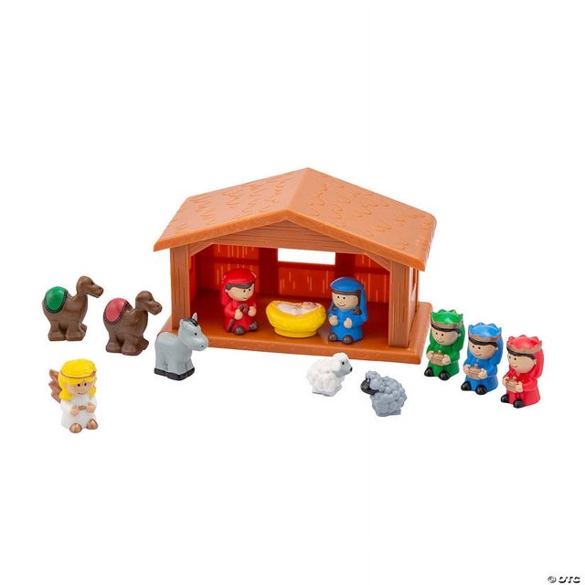 Fun Express Plastic Nativity Stable Toy Playset - 13 Pieces - Walmart.com