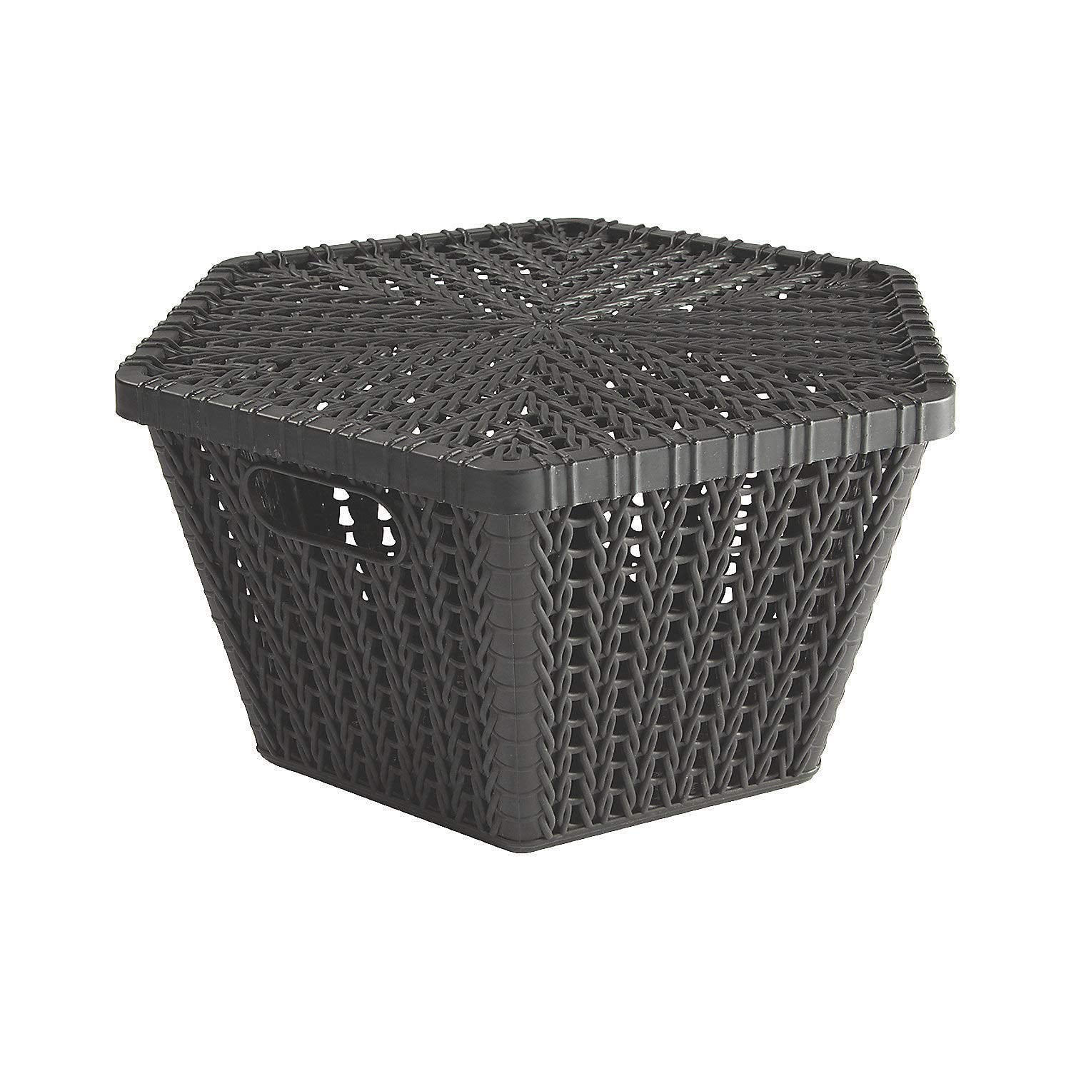 Fun Express Plastic Woven Hexagon Storage Baskets with Lid, Stackable ...