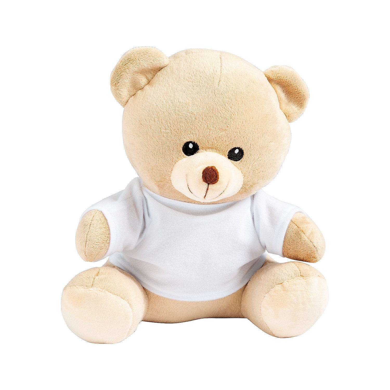 Fun Express Plush Stuffed Bear with Customizable White T-Shirt - Soft ...