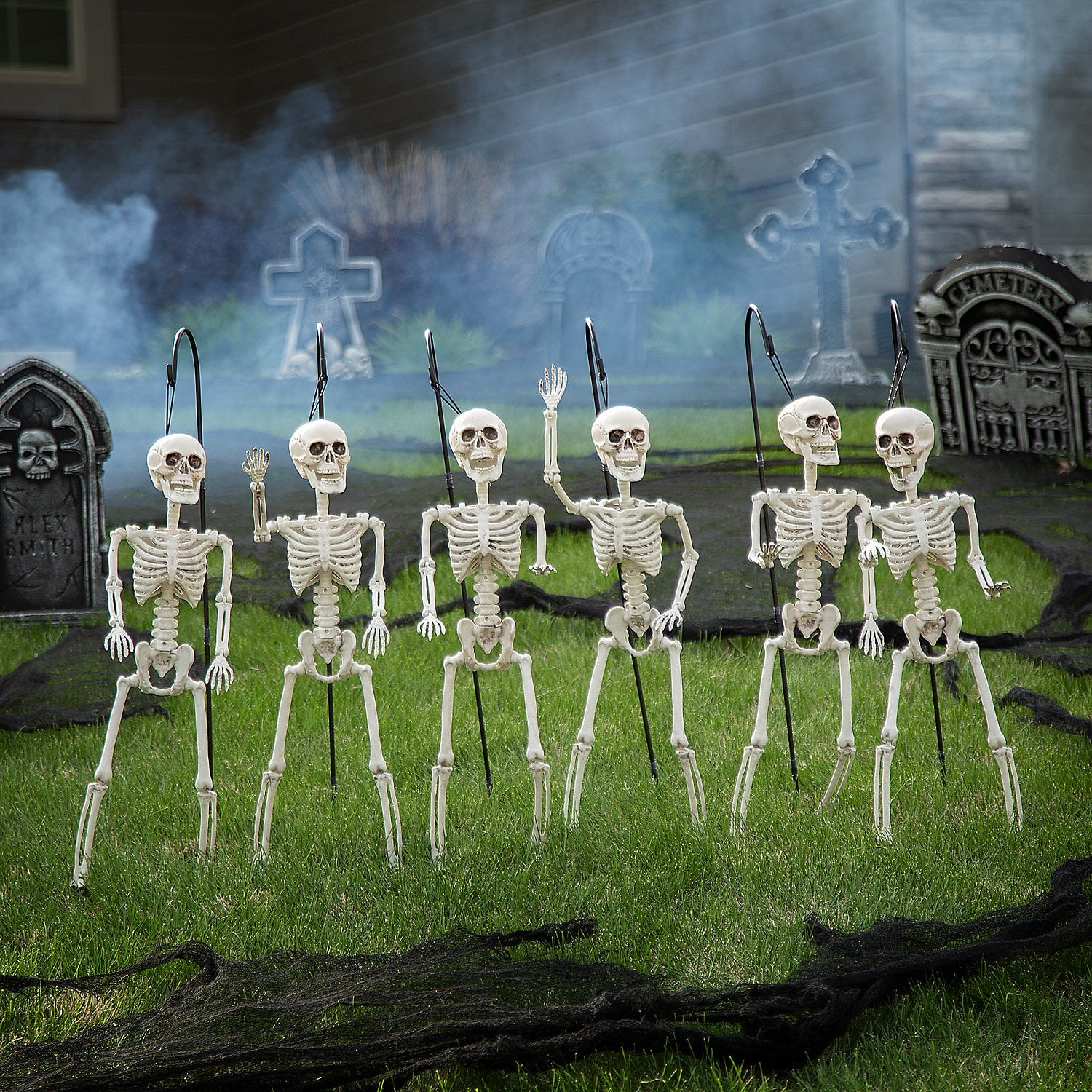 Fun Express Posable Skeletons & Shepherd’s Hook Halloween Decorating ...