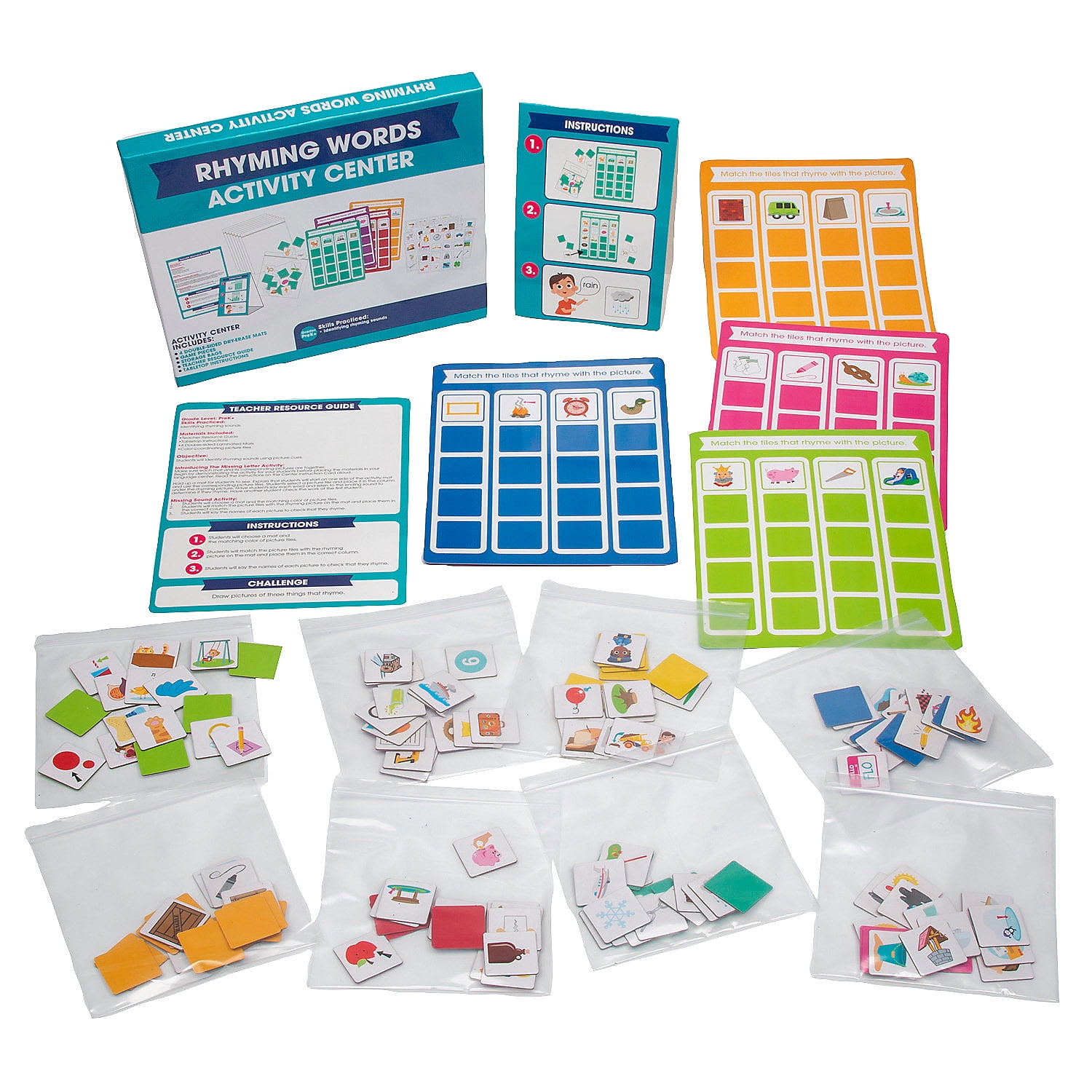 Fun Express PreK ELA Rhyming Words Educational Activity Classroom Center Kit - 23 Pieces ...