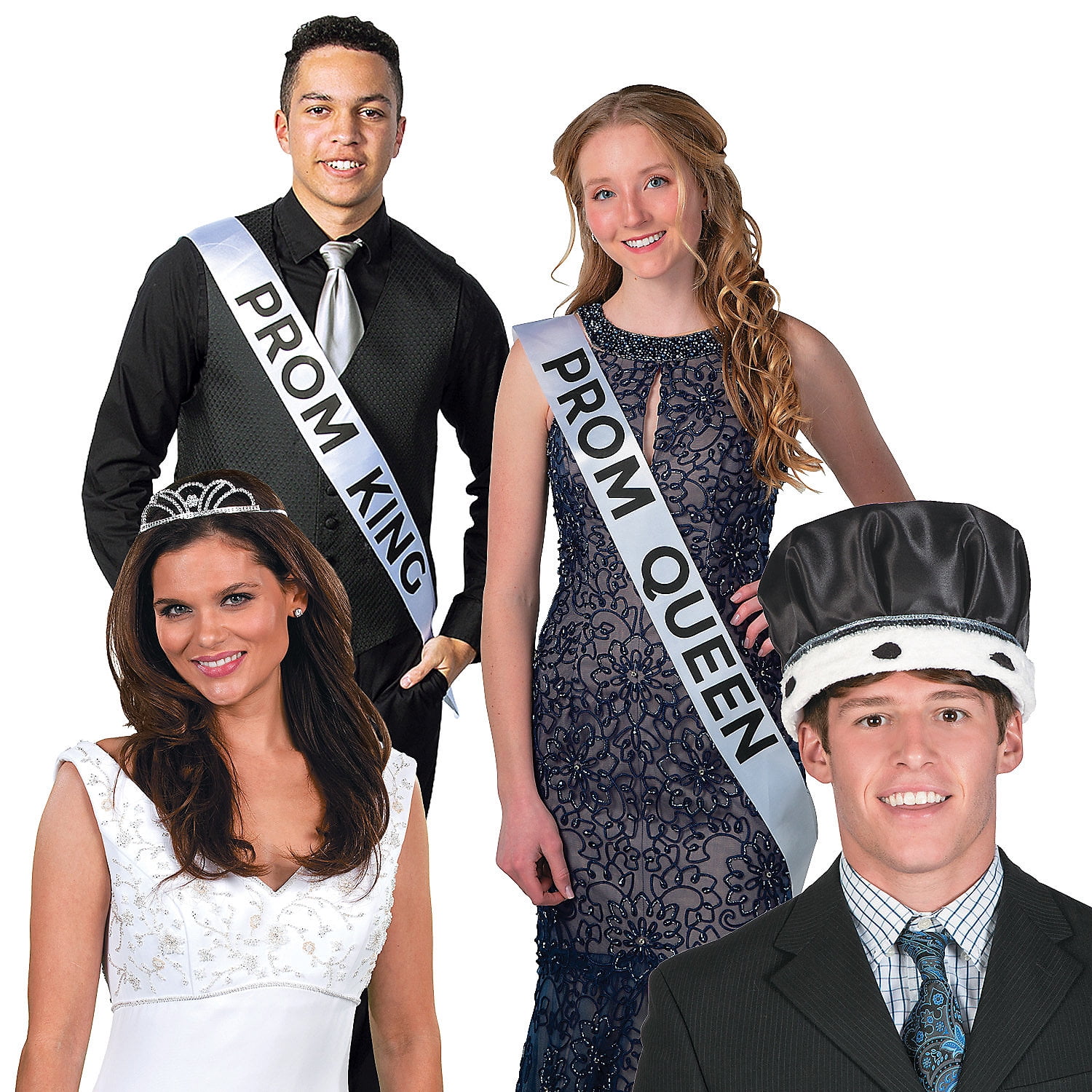 Fun Express Prom King & Queen Sash & Crown Kit 4 Pieces - Walmart.com