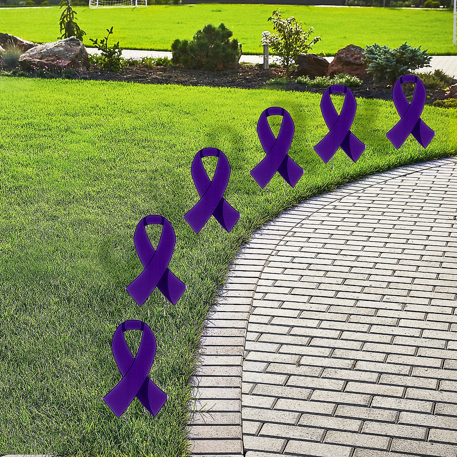 Fun Express Purple Awareness Ribbon Yard Signs - 6 Pc - Walmart.com