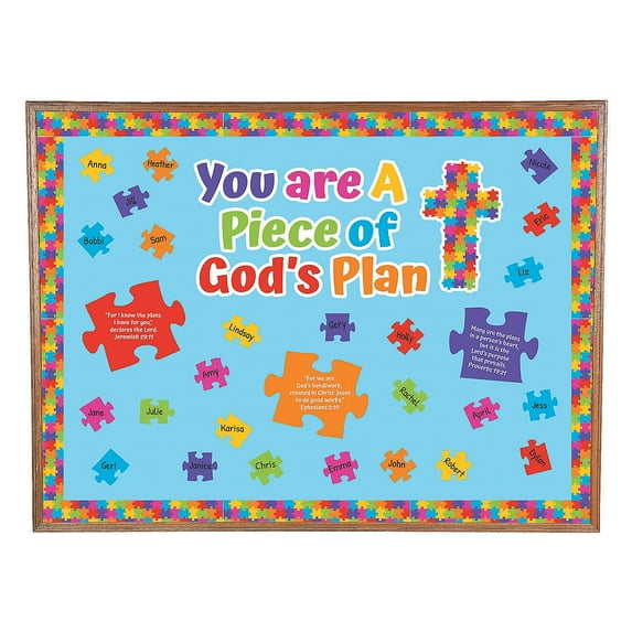 Fun Express Puzzle Pieces Bulletin Board Decorations with 25 Blank ...