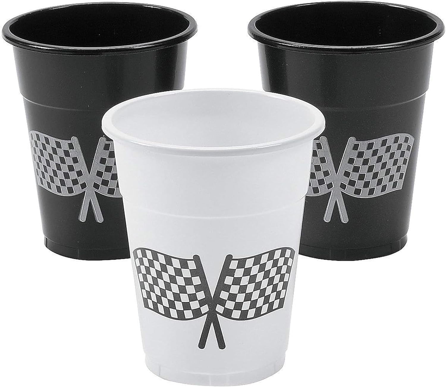Fun Express Racing Party Plastic Cups with Checkered Flag Design ...