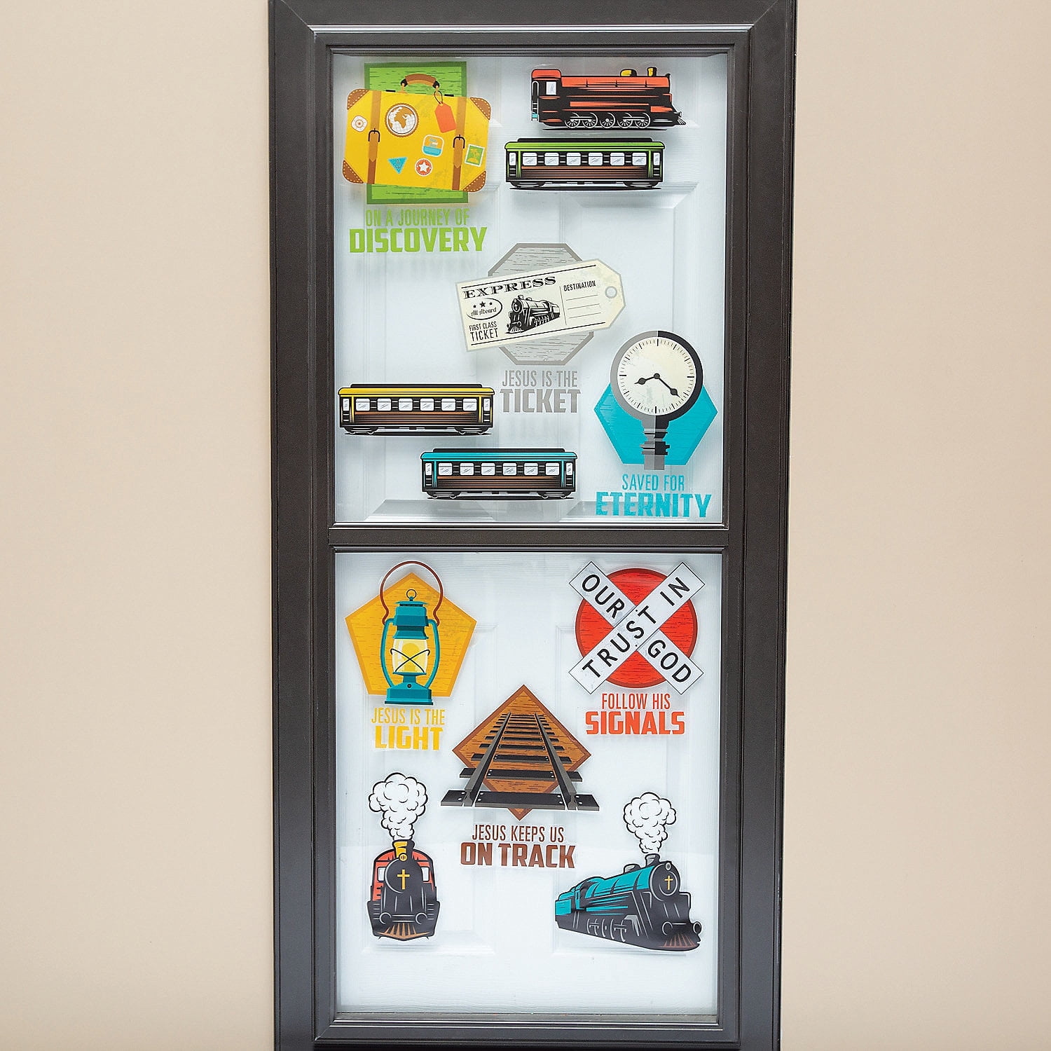 Fun Express Railroad VBS Window Clings – Train-Themed Party Decor for ...