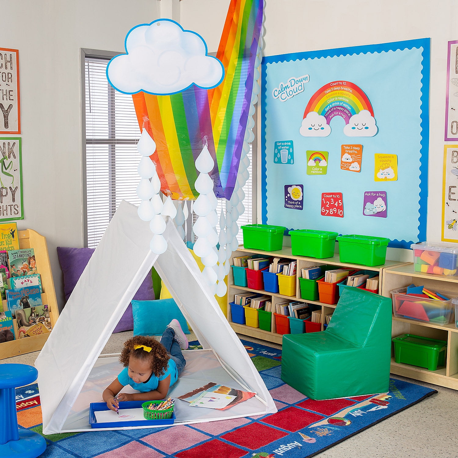 Fun Express Rainbow Tent Classroom Calming Corner Kit - 11 Pc - Walmart.com