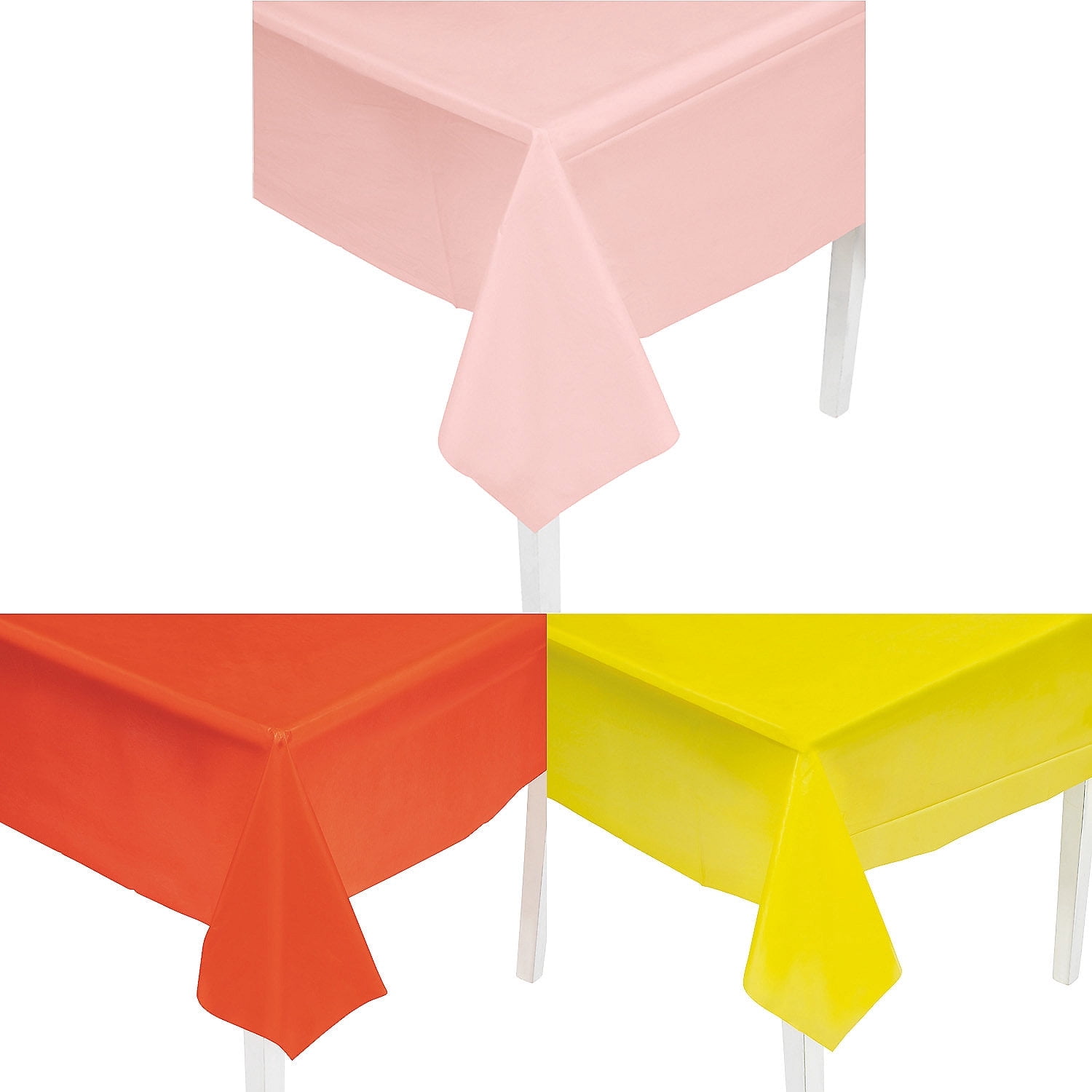 Fun Express Rectangle Disposable Plastic Tablecloth Assortment Orange ...