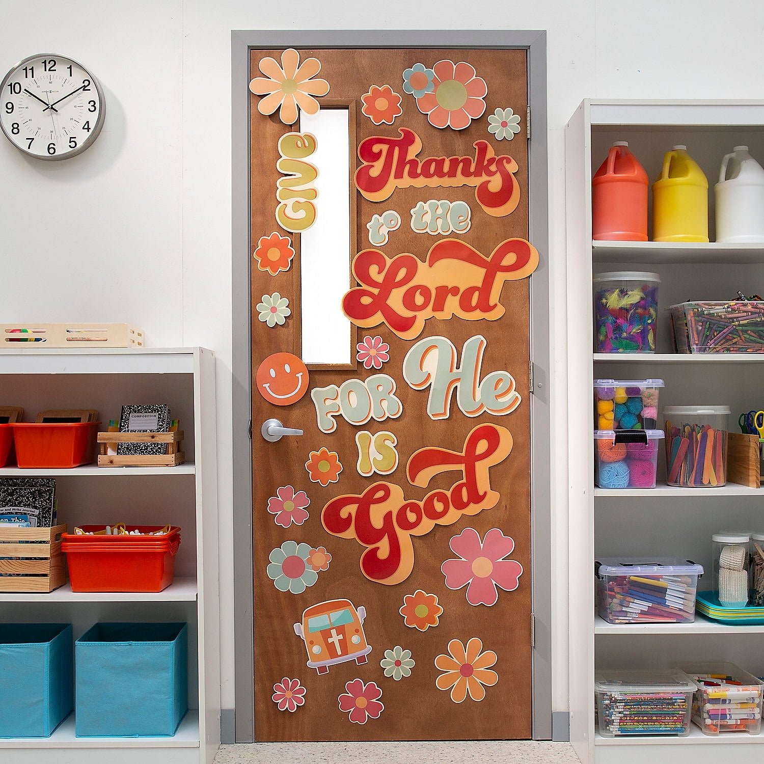 Fun Express Religious Groovy Give Thanks to the Lord Classroom Door ...