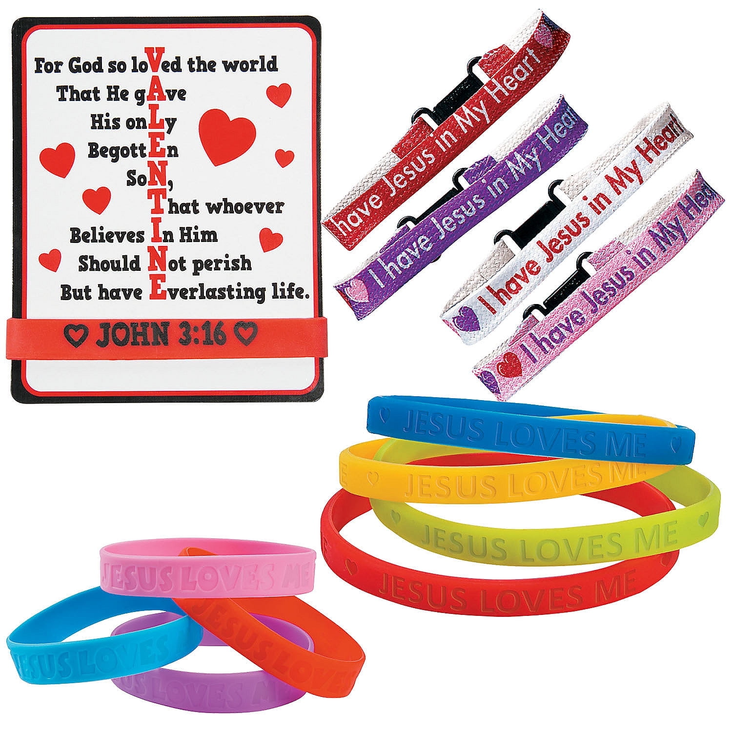 Fun Express Religious Valentine’s Day Bracelet Assortment Bulk 96 Pc ...