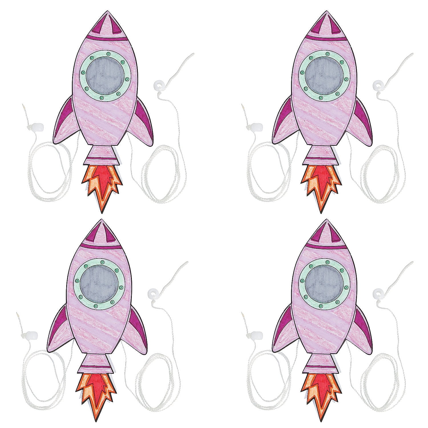 Fun Express STEAM Color Your Own Rocket Pulley Craft Kit - Makes 48 ...
