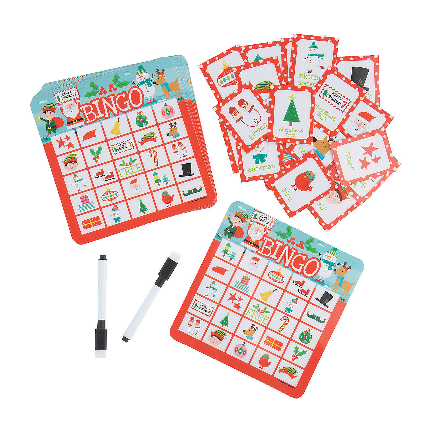 Fun Express Safe and Non Toxic Bingo Set with Dry Erase, Christmas, 12 ...