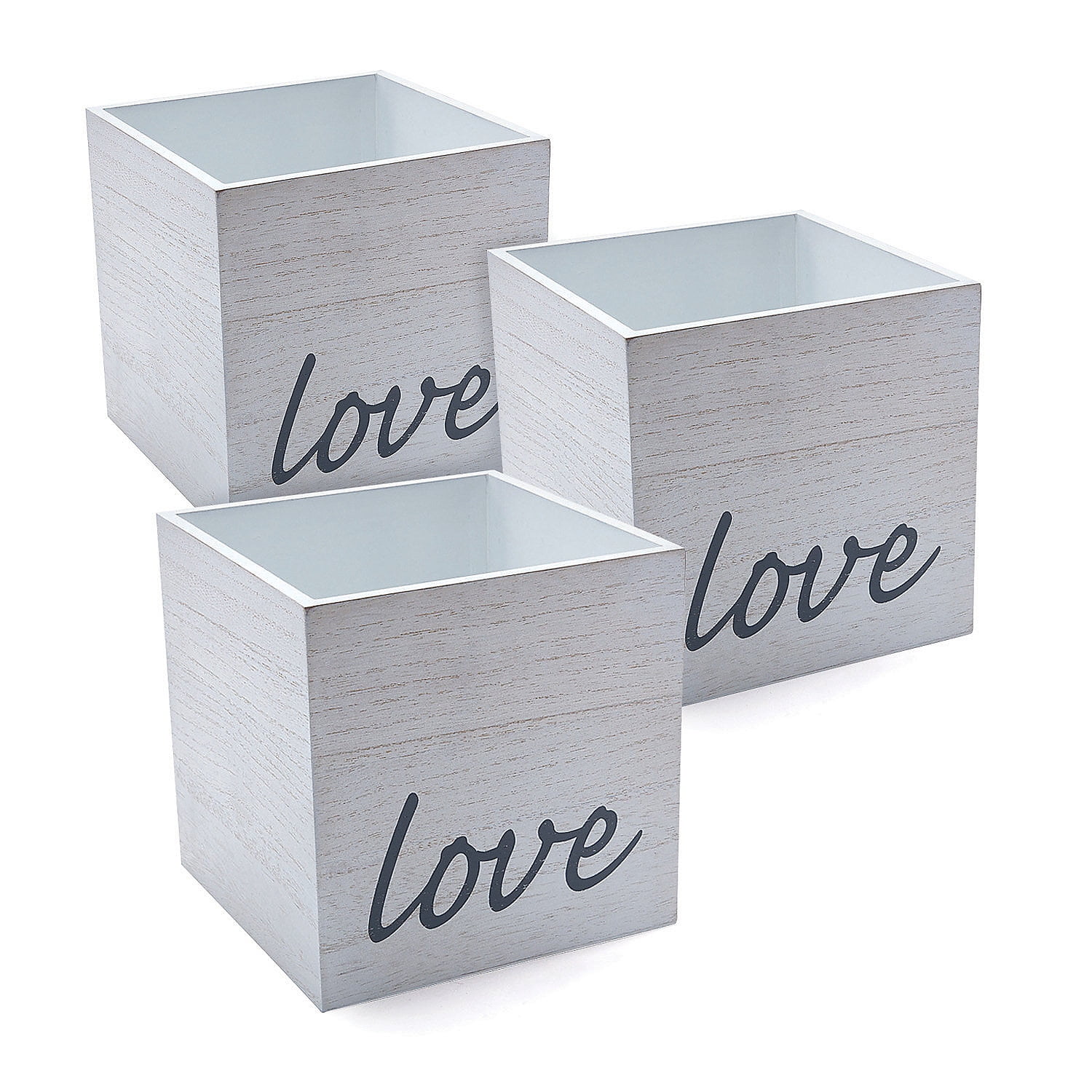 Fun Express Set of 3 Love Whitewashed Wood Boxes - Walmart.com