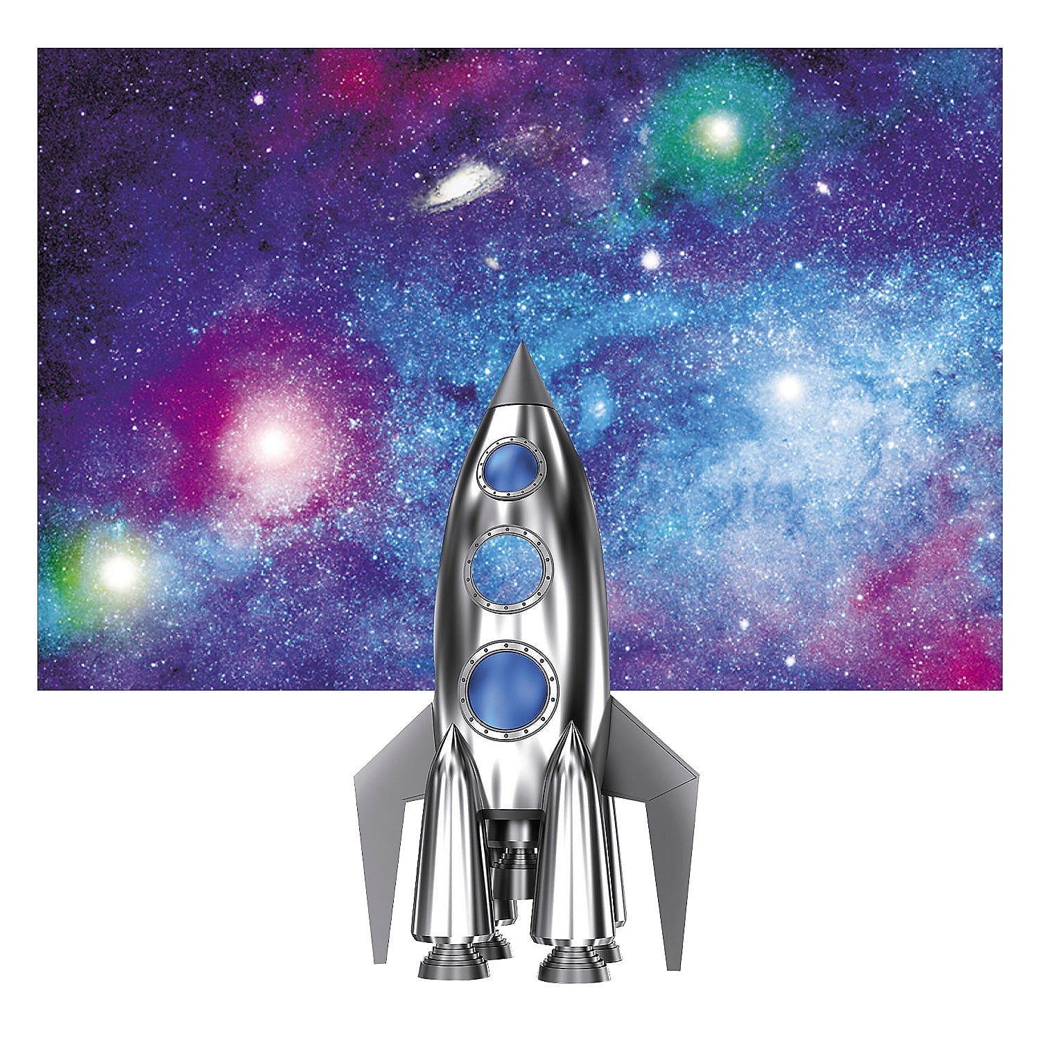 Fun Express Space Rocket Backdrop Party Decorating Kit – 4 Pieces ...