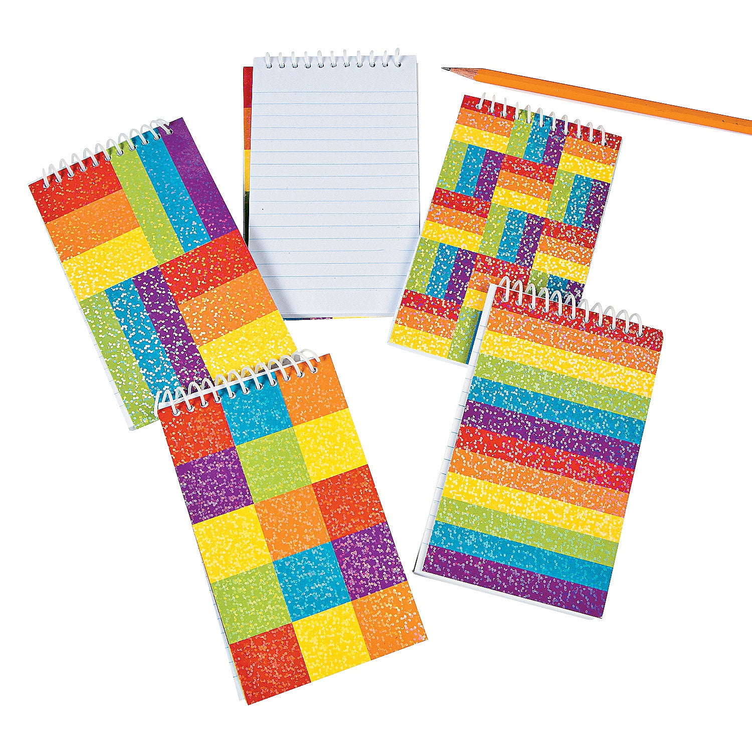 Fun Express - Spiral Rainbow Glitter Notebooks - Stationery - Notepads ...