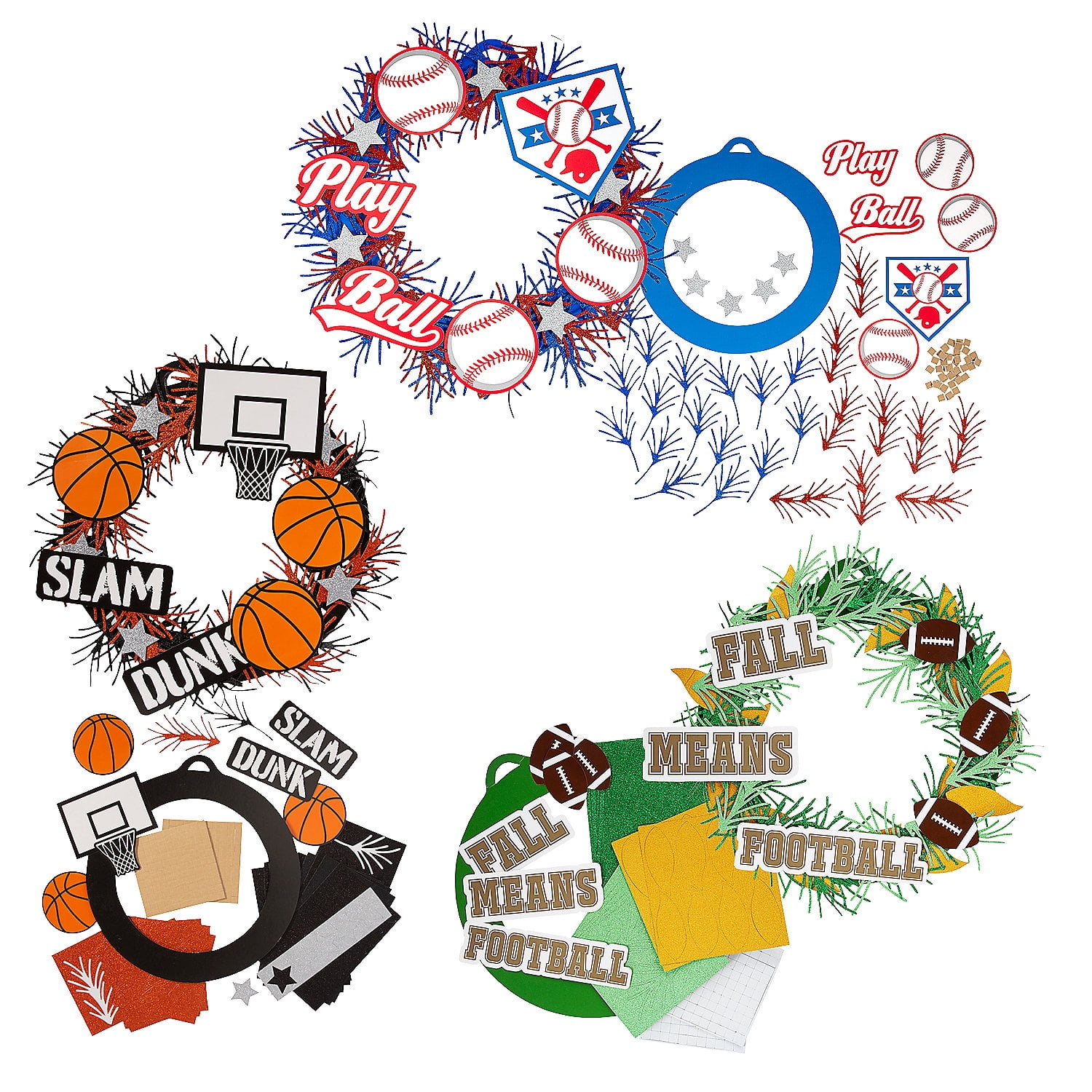 Fun Express Sports Wreath Craft Kit Assortment - 3 Pc - Walmart.com