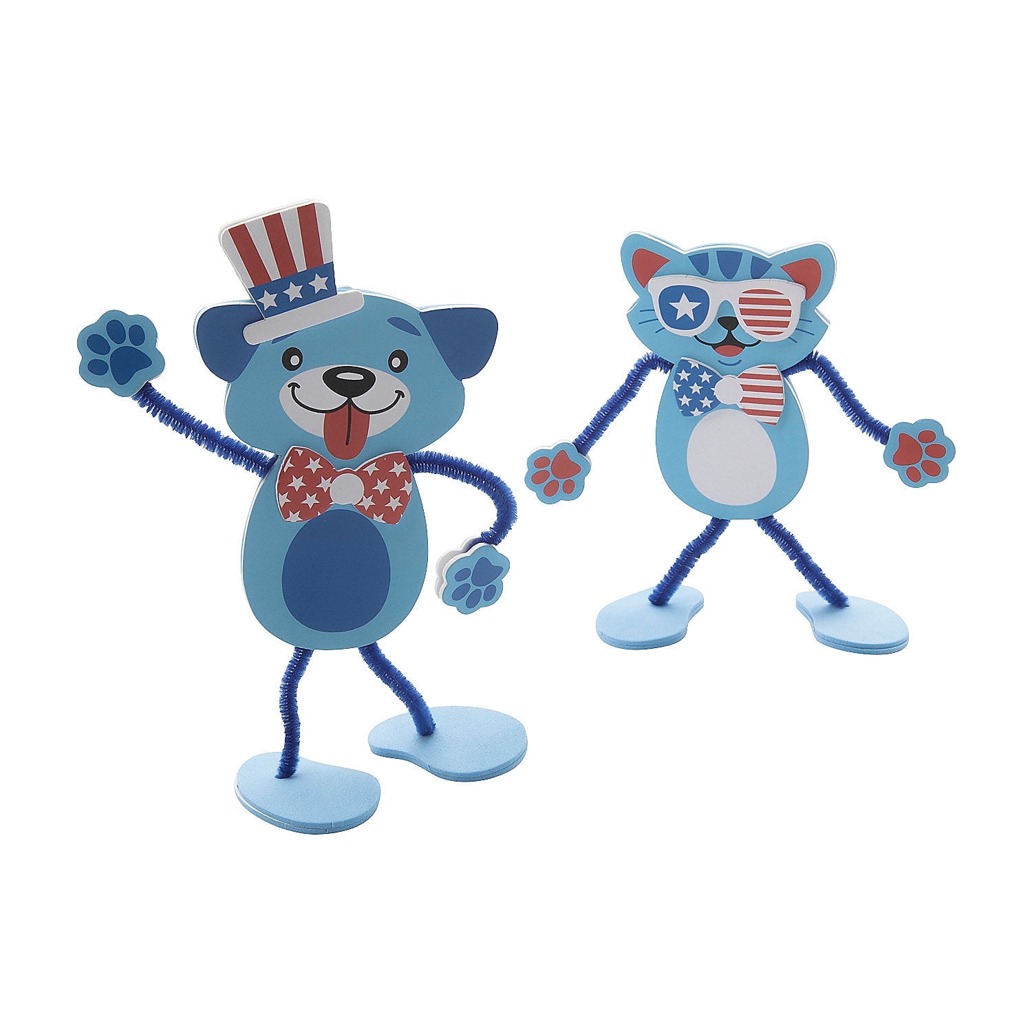 Fun Express Stand-Up Patriotic Pets Chenille Stem Craft Kit - Makes 12 ...
