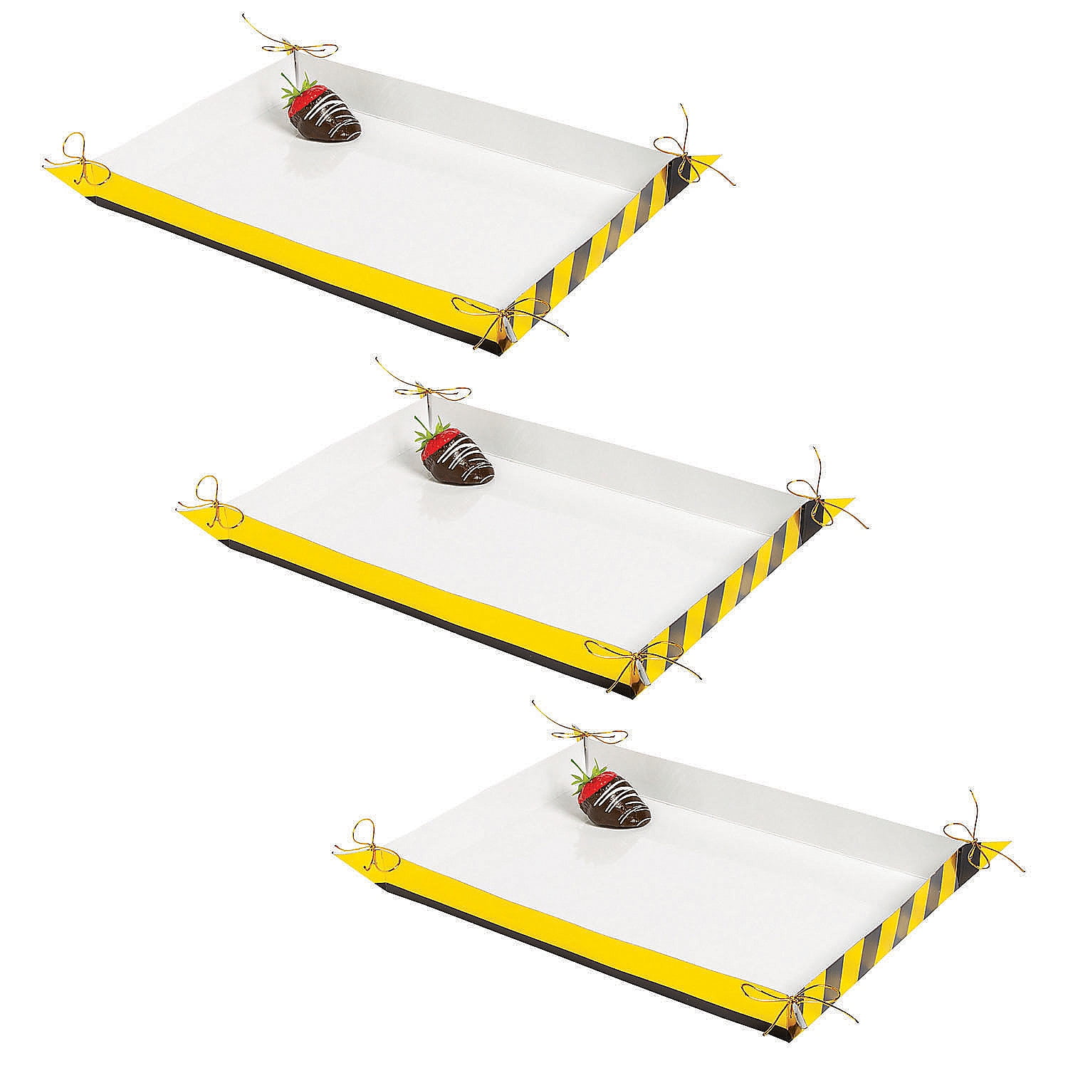 Fun Express Striped Serving Trays Large Black & Gold, Bulk 12 Pc ...