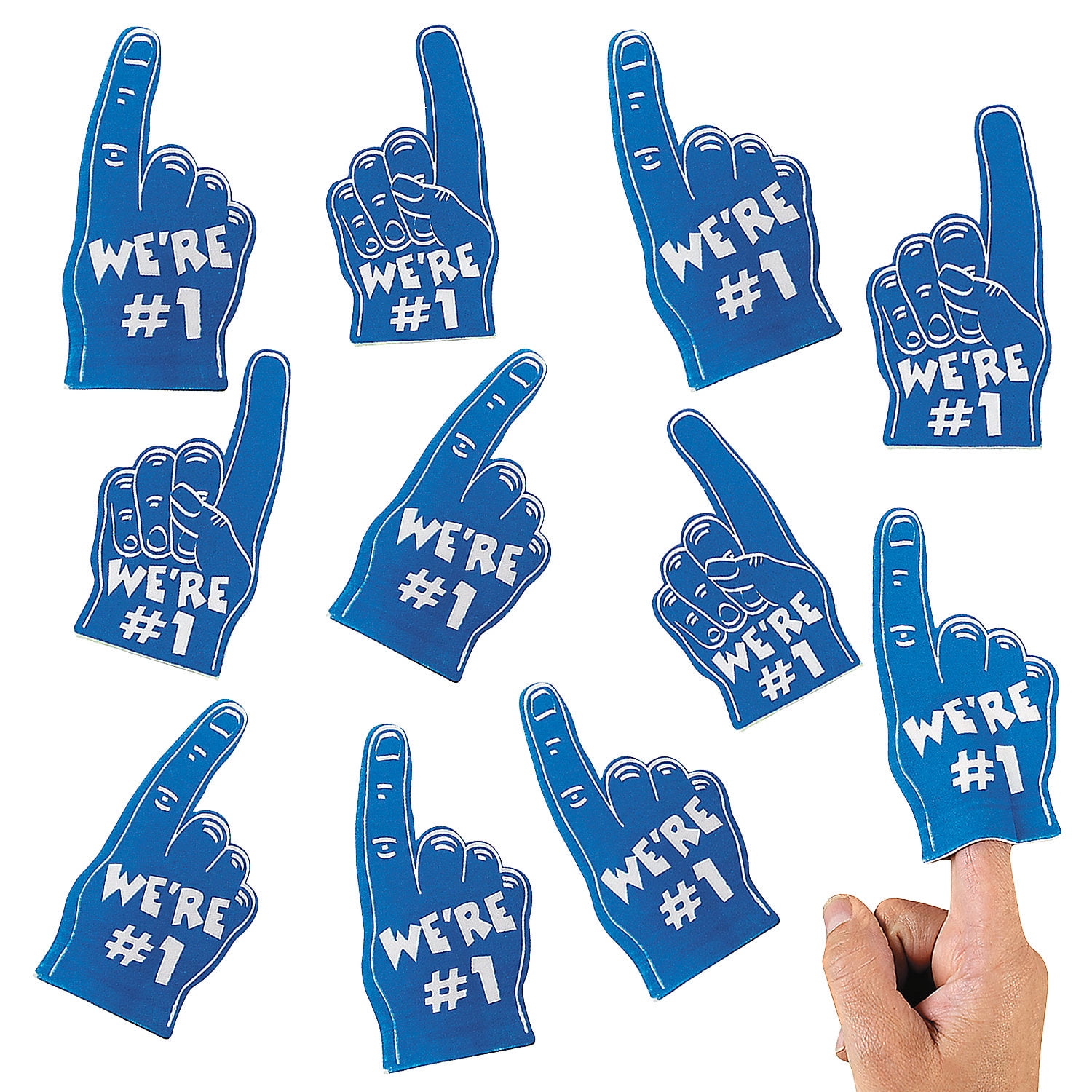 Fun Express Team Spirit #1 Blue Mini Foam Fingers Bulk 300 Pc - Walmart.com