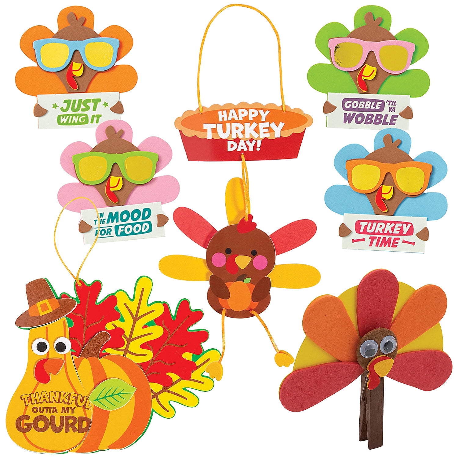 Fun Express Thanksgiving Turkey Day Craft Kit Assortment Makes 48 ...