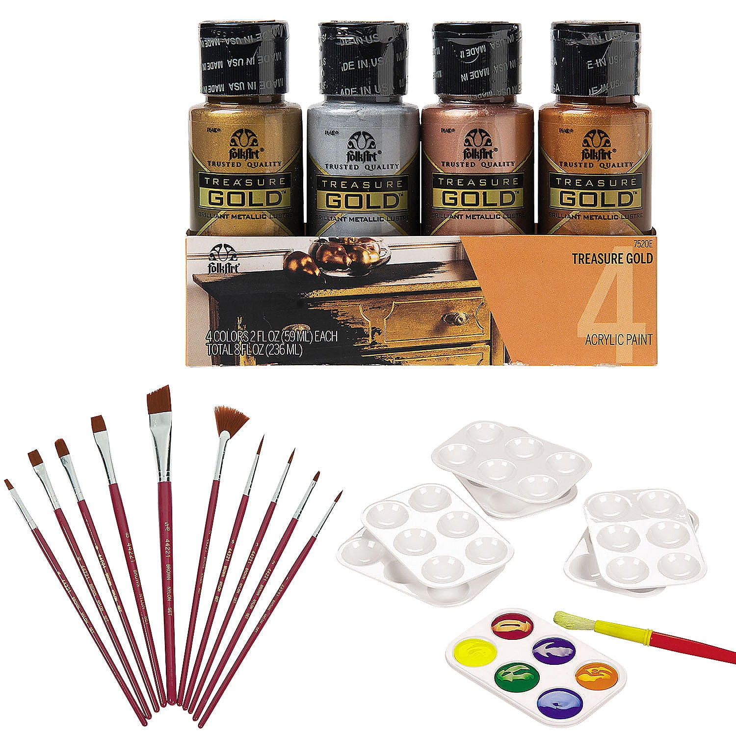 Fun Express Treasure Paint & Brush Kit - 26 Pieces - Walmart.com