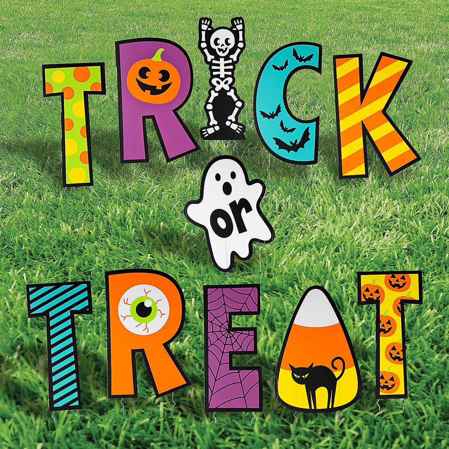 Fun Express Trick-or-Treat Yard Signs 12" x 22" - 11 Pc - Walmart.com