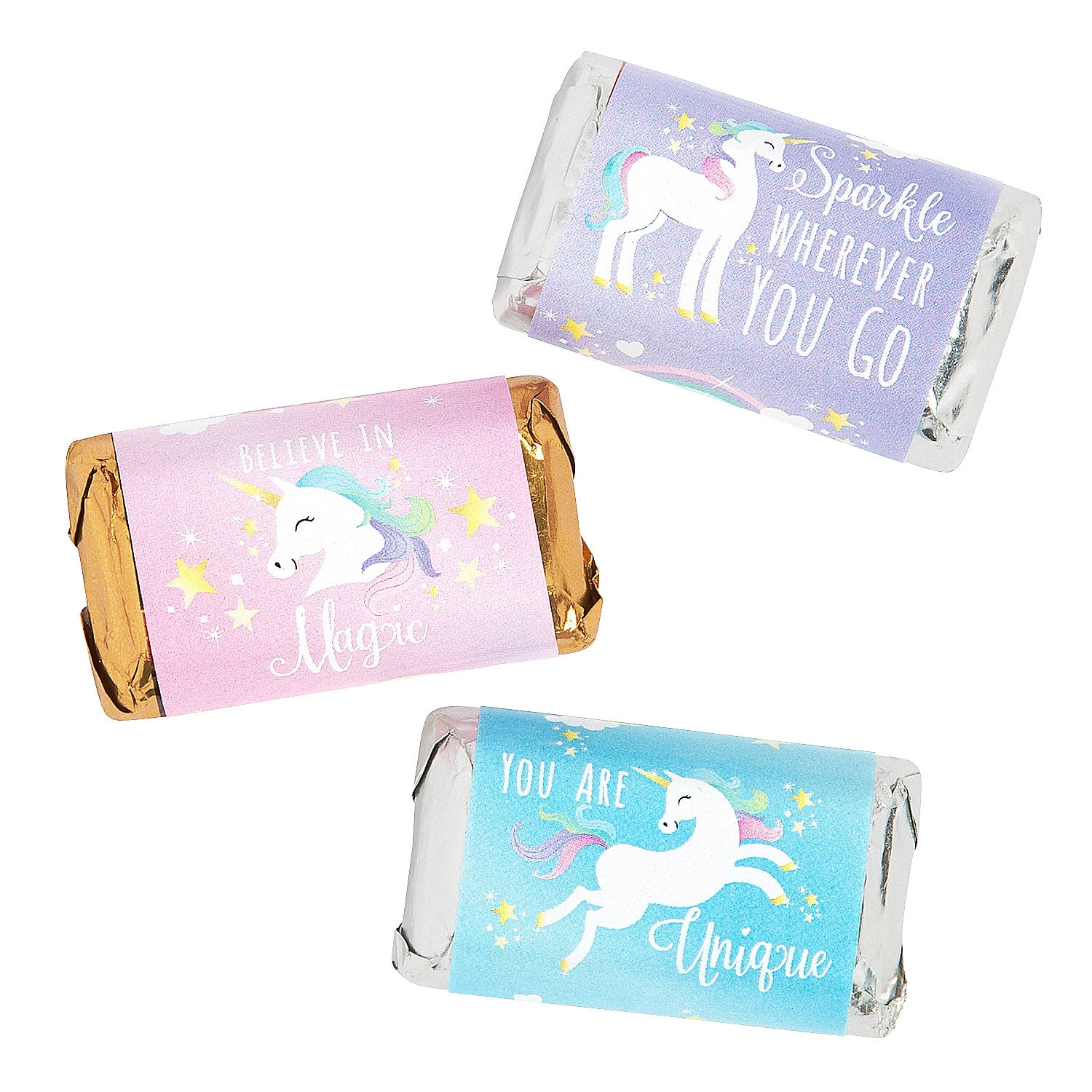 Fun Express Unicorn Party Mini Candy Bar Labels - 30 Pc - Walmart.com