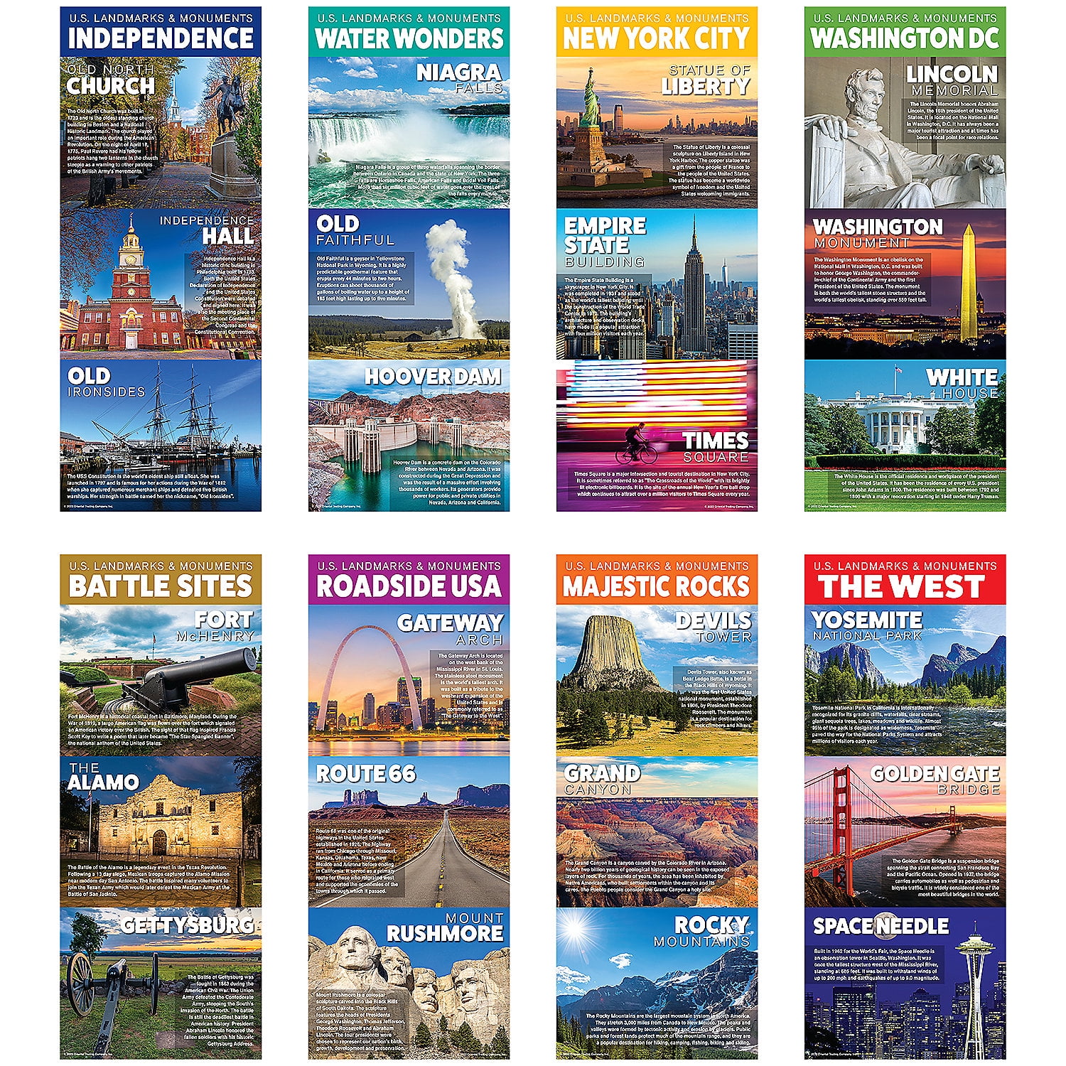 Fun Express United States Landmarks & Monuments Poster Set - 8 Pieces ...