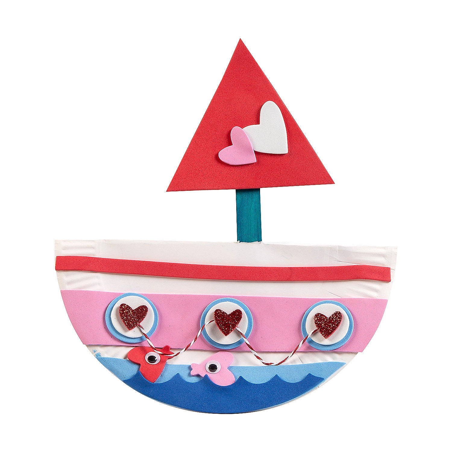 Fun Express Valentine Boat Paper Plate Rocker Craft Kit - Makes 12 ...