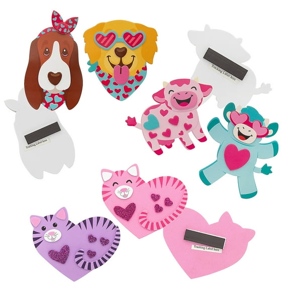 Fun Express Valentine’s Day Animal Magnet Craft Kit Assortment – 36 ...