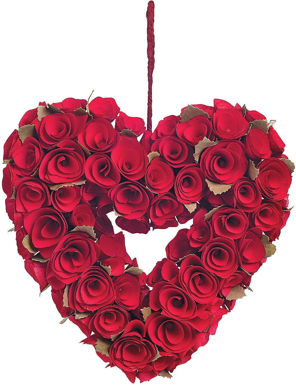 Fun Express Valentine's Day Wreath, 10 inch Carved Wooden Red Rose ...