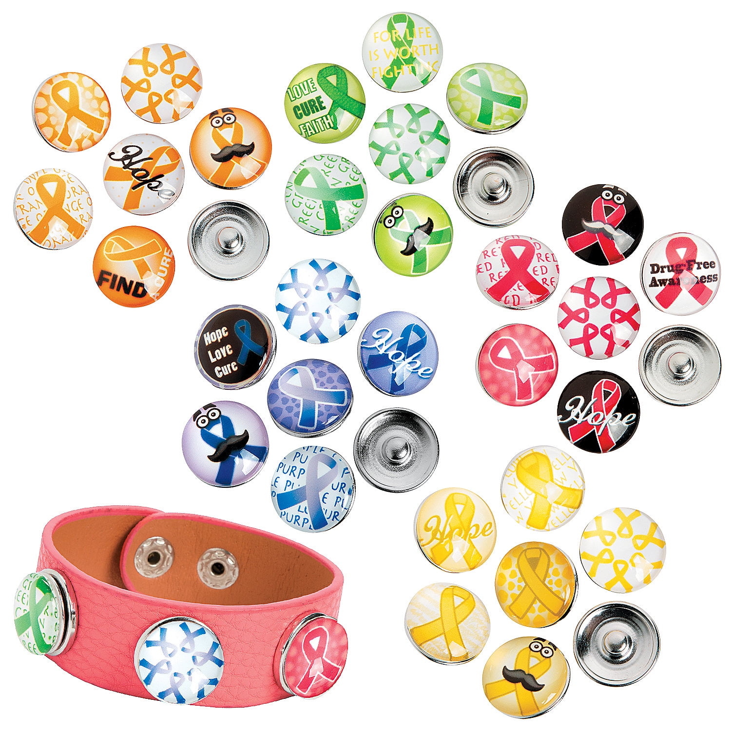 Fun Express Value Large Awareness Ribbon Snap Bead Assortment - 60 Pc ...
