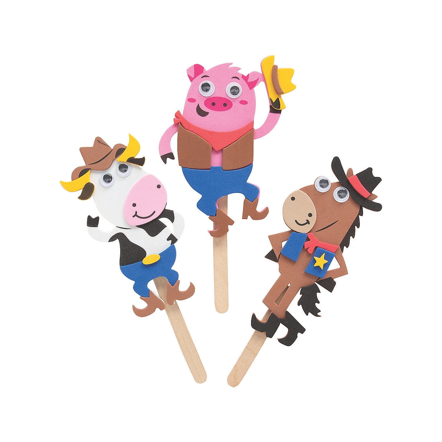 Fun Express Western Characters Craft Stick Kit - Creative Craft Set for ...