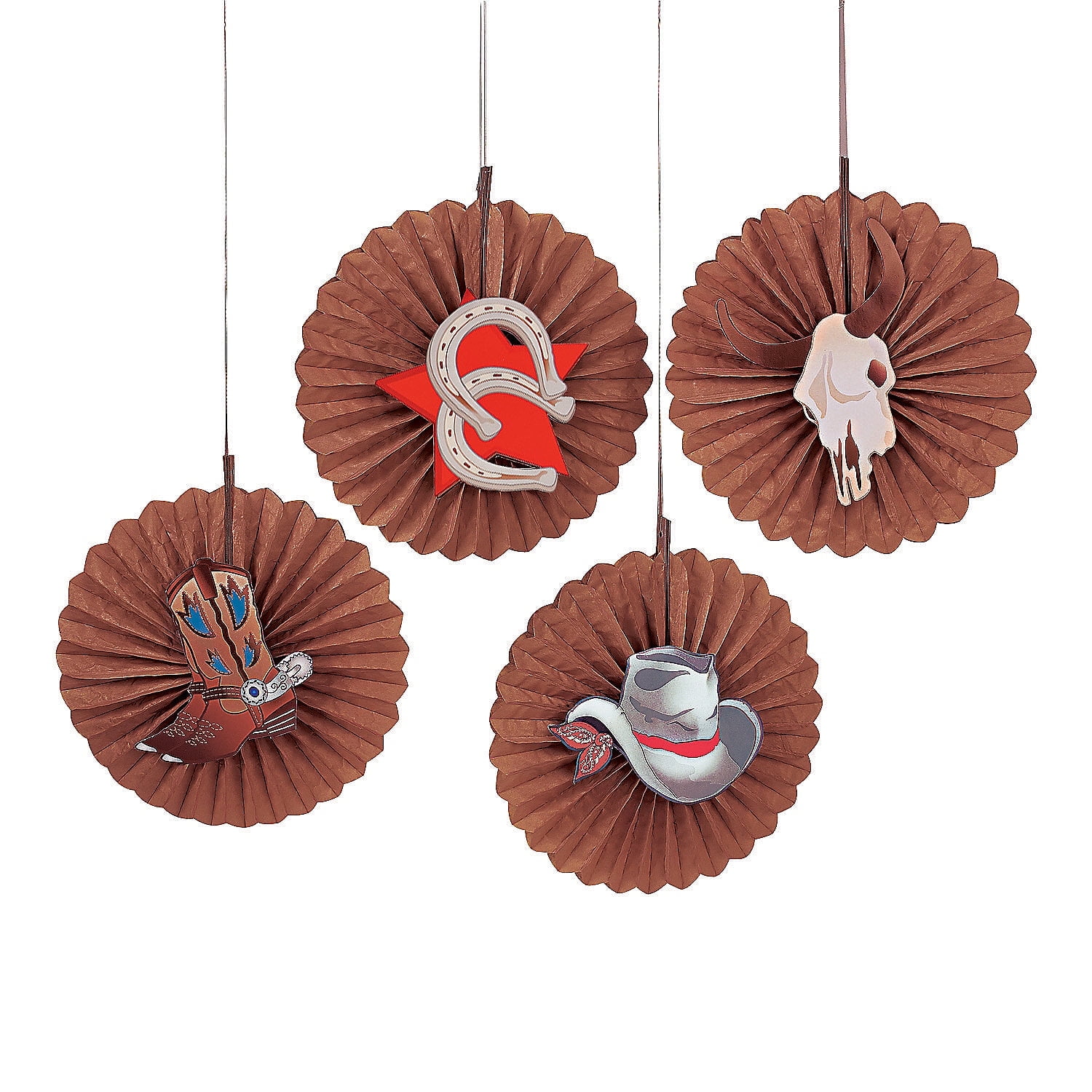 Fun Express Western Icon Fan Bursts - Rustic Western Party Decorations ...