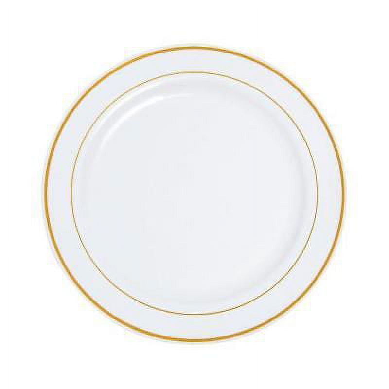 Fun Express White Gold Border Plastic Dinner Plate - Walmart.com