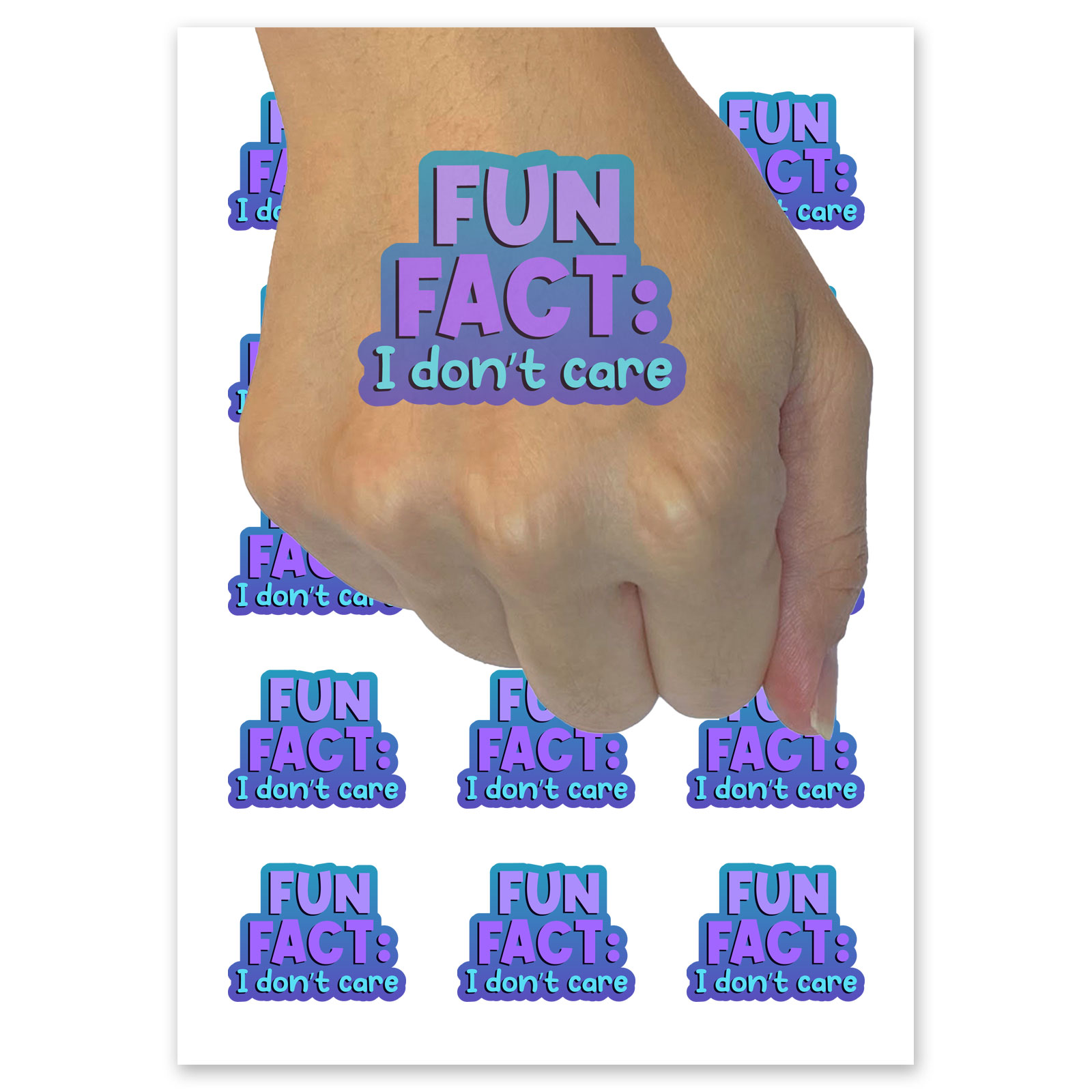 Fun Fact I Don't Care Temporary Tattoo Water Resistant Fake Body Art ...